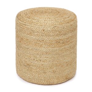 redearth · cylindrical pouf ottoman - braided pouffe accent sitting round footrest for living room, bedroom, nursery, kidsroom, patio, gym; 100% jute (14.5"x14.5"x16"; natural)