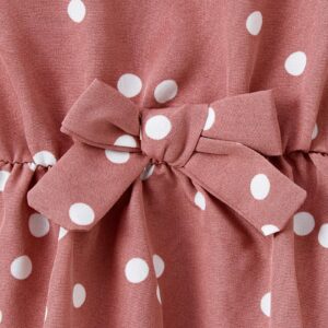 Focamia Pink V Neck Ruffle Short-Sleeve Splicing Butterfly and Floral Print Dress for Mom and Me (as1, Age, 6_Months, Pink Dots, 6 Months)