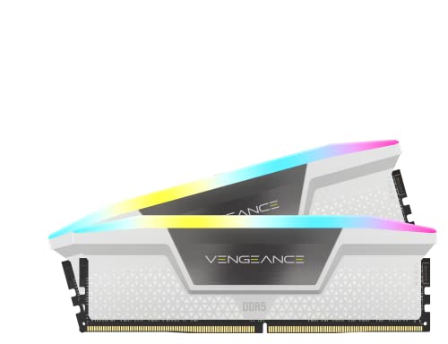 CORSAIR VENGEANCE RGB DDR5 RAM 32GB (2x16GB) 6000MHz CL36-36-36-76 1.35V Intel XMP Desktop Computer Memory - White (CMH32GX5M2D6000C36W)