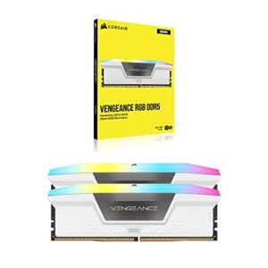 CORSAIR VENGEANCE RGB DDR5 RAM 32GB (2x16GB) 6000MHz CL36-36-36-76 1.35V Intel XMP Desktop Computer Memory - White (CMH32GX5M2D6000C36W)