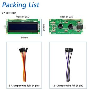 FREENOVE I2C LCD 1602 Module (2 Pack), New Type IIC TWI Serial 16x2 Display, Compatible with Arduino Raspberry Pi Pico ESP32 ESP8266