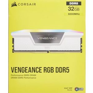 CORSAIR VENGEANCE RGB DDR5 RAM 32GB (2x16GB) 6000MHz CL36-36-36-76 1.35V Intel XMP Desktop Computer Memory - White (CMH32GX5M2D6000C36W)