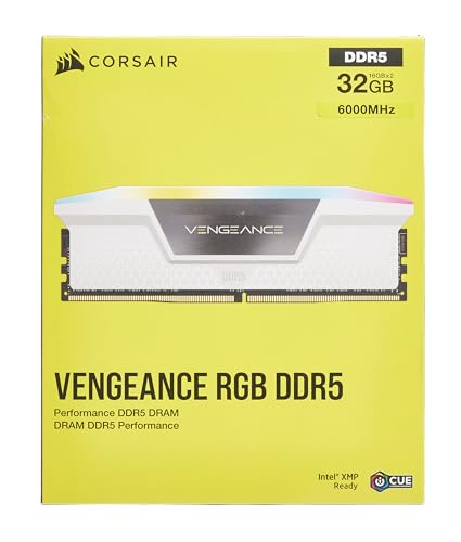 CORSAIR VENGEANCE RGB DDR5 RAM 32GB (2x16GB) 6000MHz CL36-36-36-76 1.35V Intel XMP Desktop Computer Memory - White (CMH32GX5M2D6000C36W)