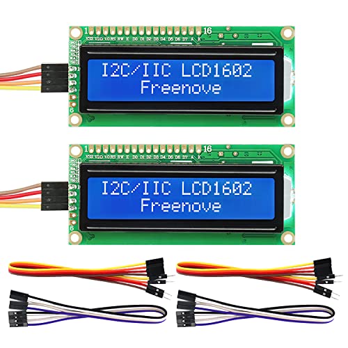 FREENOVE I2C LCD 1602 Module (2 Pack), New Type IIC TWI Serial 16x2 Display, Compatible with Arduino Raspberry Pi Pico ESP32 ESP8266