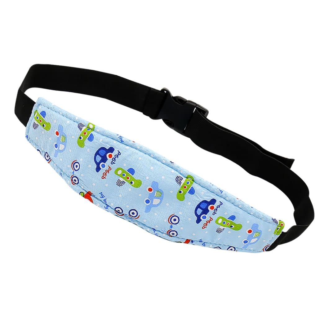 Baby Carseat Head Support Band, Car Seat Head Support for Toddler Head Band Strap Headrest Stroller Carseat Sleeping Baby Carseat Head Support for Toddler Kids Children Child Infant (Blue Car)