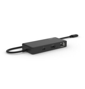 belkin 5-in-1 powered usb-c & usb hub, usb-c docking station w/ 2 usb-a ports, 1 usb-c port, ethernet, & 4k hdmi port, compatible with macbook, chromebook & other usb-c devices