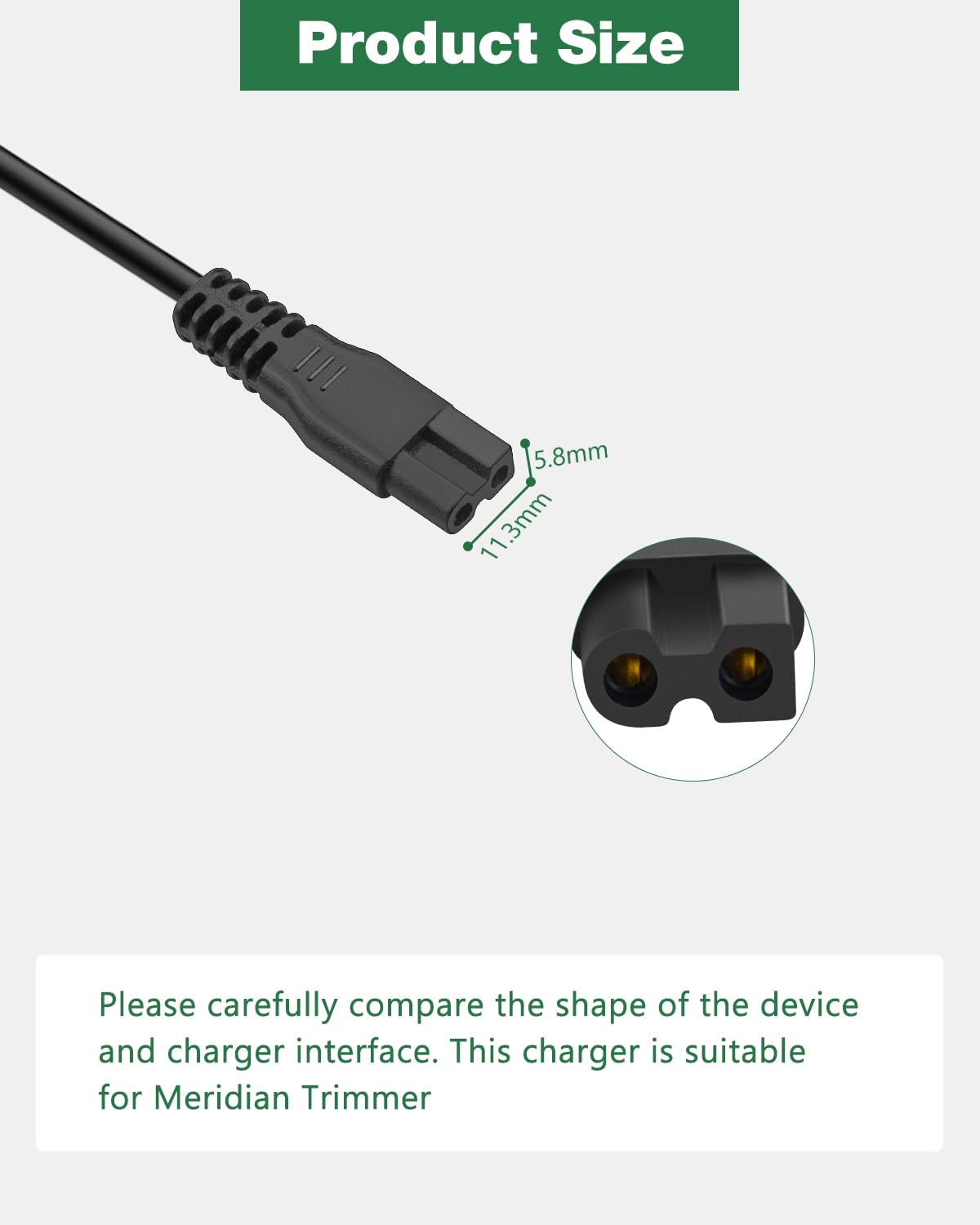 5V USB Charging Cable for Meridian Shaver, Charging Cord for Meridian Trimmer Meridian Electric Body & Pubic Hair Trimmer Body Hair Groomers, JOVNO AC/DC Adapter Power Supply Wall Charger Power Cord