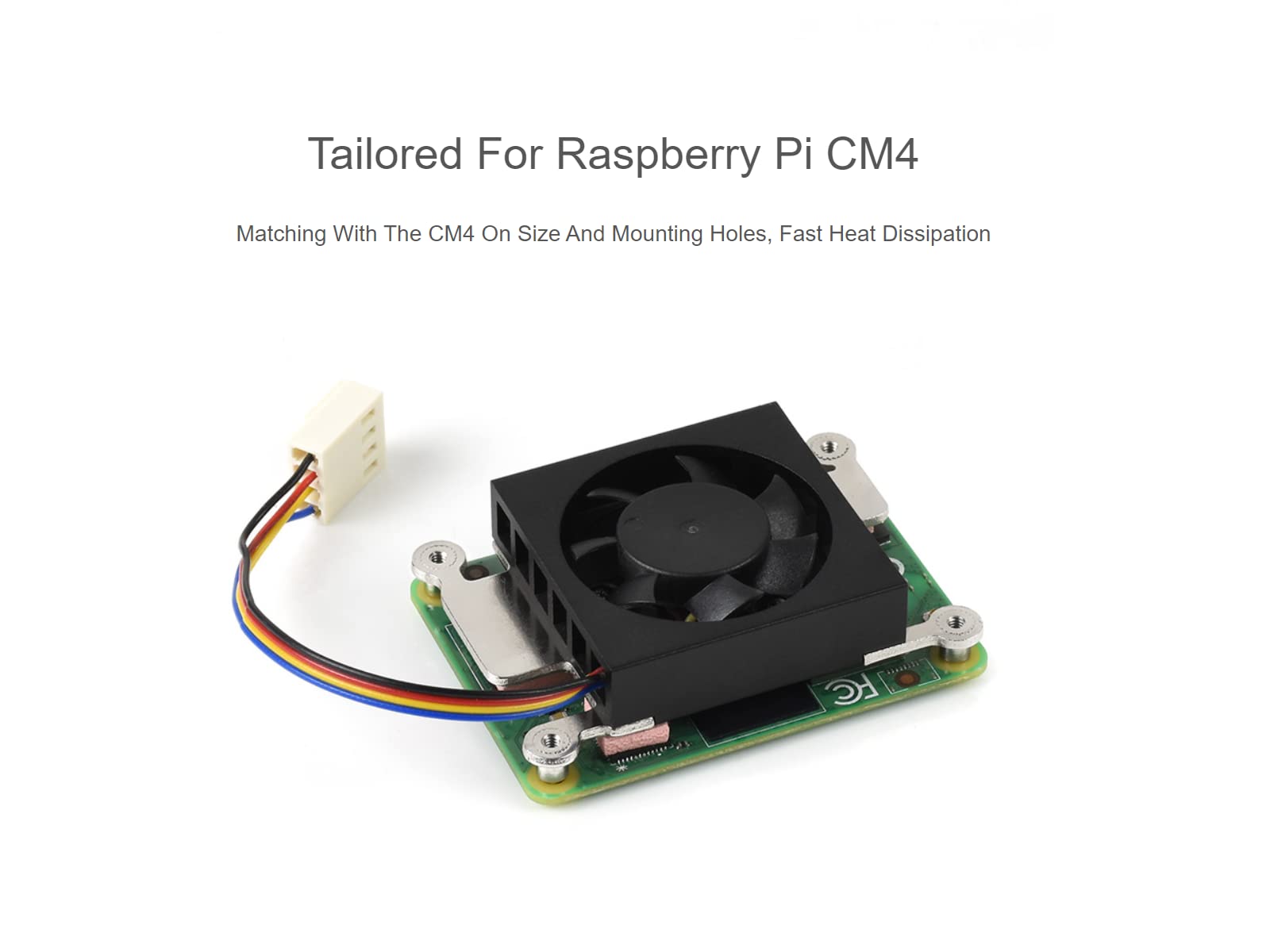 waveshare Dedicated All-in-One 3007 Cooling Fan for Raspberry Pi Compute Module 4 CM4, PWM Speed Adjustment,Low Noise, More Practical,with Thermal Tapes