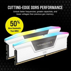 CORSAIR VENGEANCE RGB DDR5 RAM 32GB (2x16GB) 6000MHz CL36-36-36-76 1.35V Intel XMP Desktop Computer Memory - White (CMH32GX5M2D6000C36W)