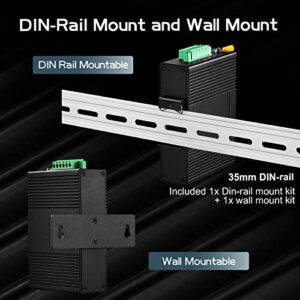 Binardat 5 Port PoE Din Rail Industrial Ethernet Switch, 4 PoE IEEE802.3af/at, 1 Uplink, 10/100Mbps, Fanless Wall Mount, with One 60W PoE Power Supply