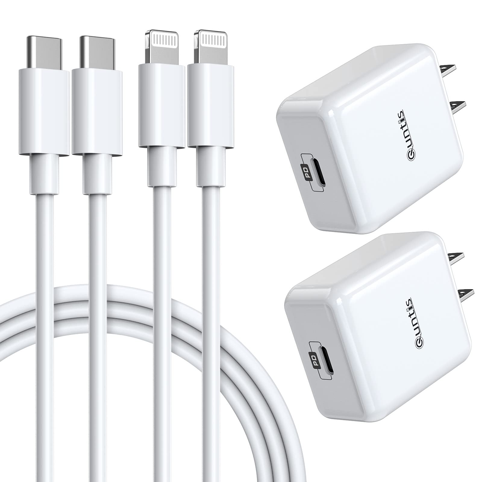 iPhone Super Fast Charger [Apple MFi Certified], Quntis 2Pack 20W iPhone High Speed Type C Rapid Charger Plug with 6FT C to Lightning Cable for iPhone 14 13 12 11 XS Pro Max XR iPad Pro AirPods, White