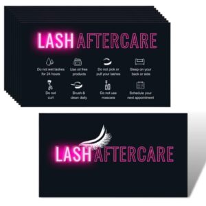 lash extension aftercare instructions cards 100 pack eyelash after care card for business client double sided size 3.5 x 2 inches pink & black (3.5 * 2 ”, pink & black)