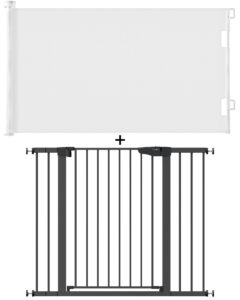 cumbor 36" extra tall, 29.7"- 46" width baby gate for dogs and kids & cumbor 33" tall, 0"-55" width retractable baby gate for house, stairs, doorways