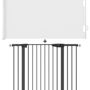 Cumbor 36" Extra Tall, 29.7"- 46" Width Baby Gate for Dogs and Kids & Cumbor 33" Tall, 0"-55" Width Retractable Baby Gate for House, Stairs, Doorways