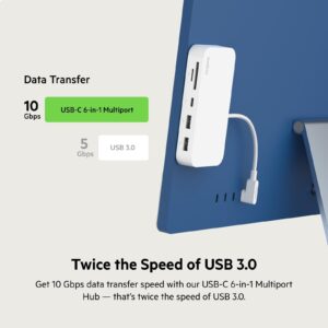 Belkin USB-C 6-in-1 Multiport Hub with Mount - USB Hub - USB C Docking Station with Micro SD Card Reader - Powered USB Hub - Compatible with MacBook, Chromebook, iMac, PC & Other USB-C Devices