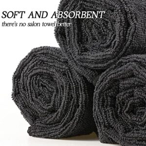 40 Pack Bleach Proof Towels Microfiber Absorbent Salon Towels Bleach Resistant Hair Towel Quick Dry Hand Towels Bulk 16 x 29 Inches for Gym, Bath, Spa, Shaving, Barber (Black)