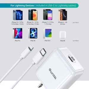 iPhone Super Fast Charger [Apple MFi Certified], Quntis 2Pack 20W iPhone High Speed Type C Rapid Charger Plug with 6FT C to Lightning Cable for iPhone 14 13 12 11 XS Pro Max XR iPad Pro AirPods, White