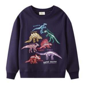 toddler boy dinosaur halloween sweatshirts dino skeleton glowing shirts long sleeve t-rex bones graphic pullover tops for kids 4t/8154