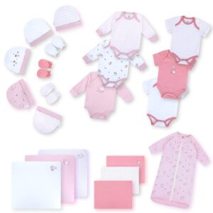 dokma layette gift set for baby girls, baby essential 21 piece layette set for newborns and infants, 0-3 months - 7,87x7,87x5,11 inches