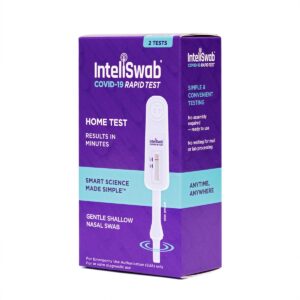 inteliswab covid-19 rapid test, 1 pack, 2 tests total, simple to use at home, 1 minute hands-on time, fda eua authorized, designed and developed in the u.s.a.