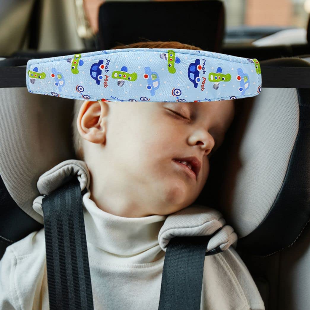 Baby Carseat Head Support Band, Car Seat Head Support for Toddler Head Band Strap Headrest Stroller Carseat Sleeping Baby Carseat Head Support for Toddler Kids Children Child Infant (Blue Car)