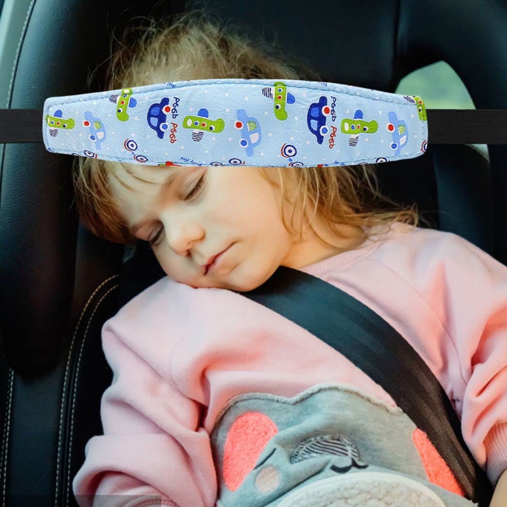 Baby Carseat Head Support Band, Car Seat Head Support for Toddler Head Band Strap Headrest Stroller Carseat Sleeping Baby Carseat Head Support for Toddler Kids Children Child Infant (Blue Car)