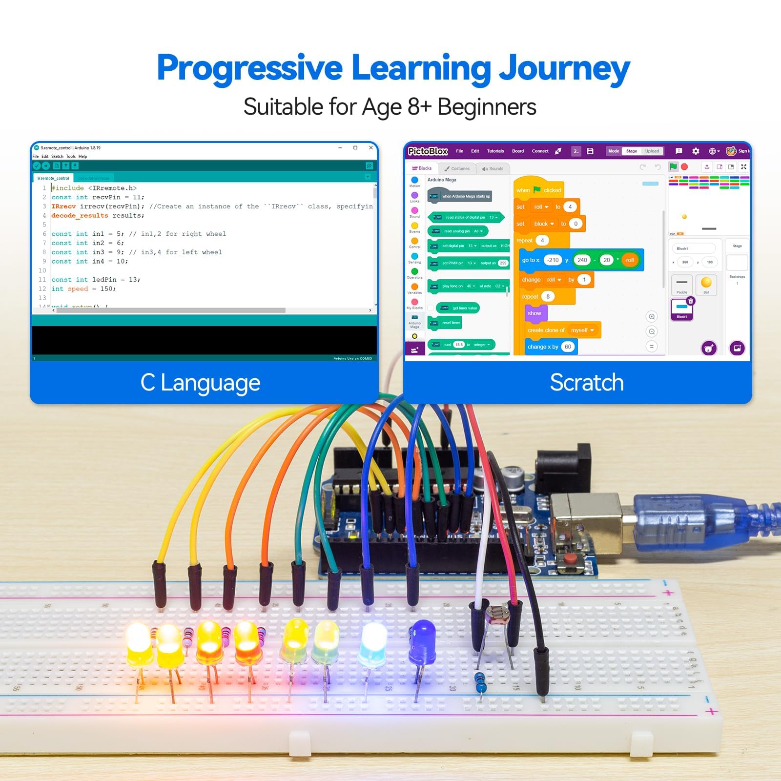 SunFounder Ultimate Starter Kit Compatible with Arduino UNO IDE Scratch, 3 in 1 IoT/Smart Car/Basic Kit with Online Tutorials, Video Courses, 192 Items, 87 Projects, Suitable for Age 8+ Beginners