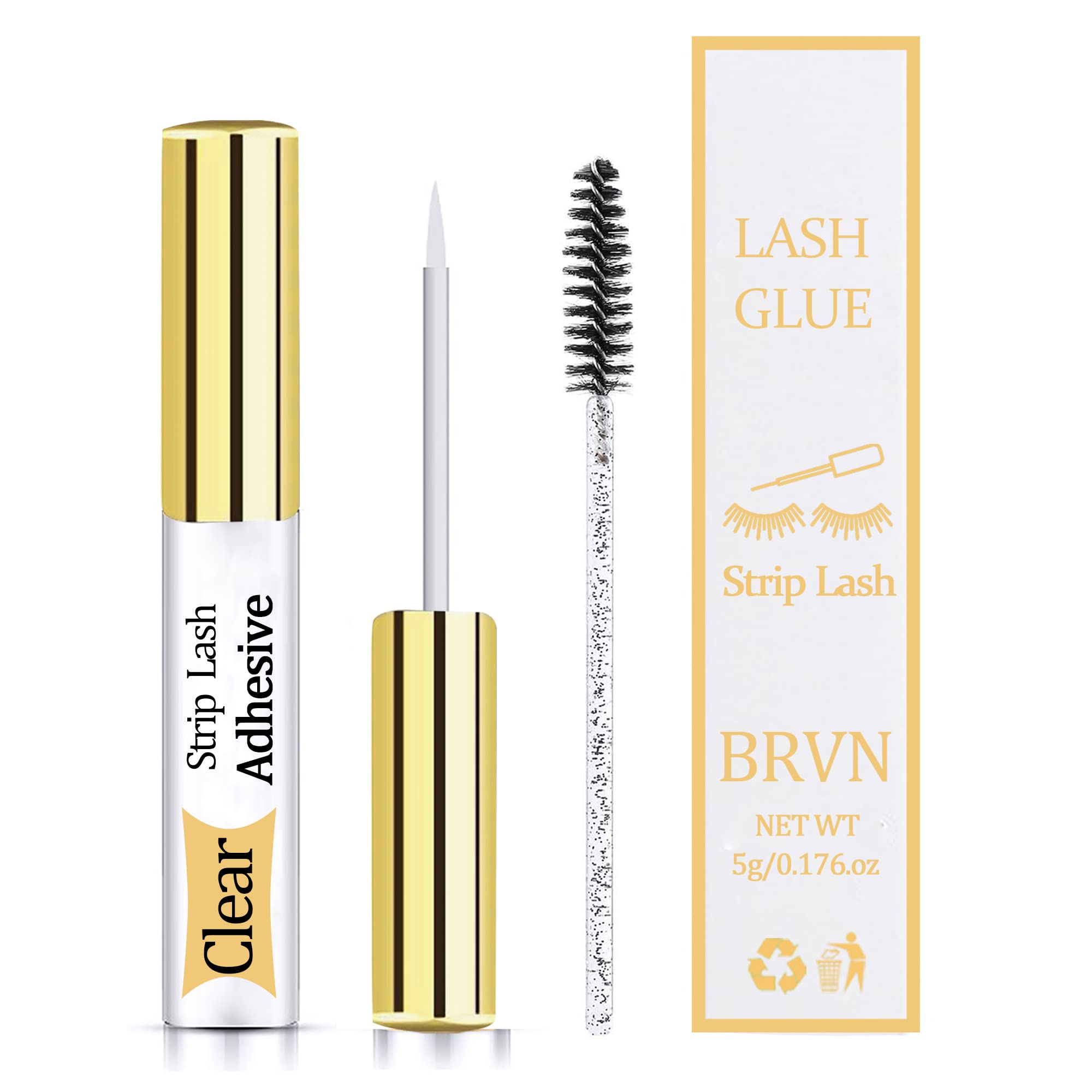 Clear Eyelash Glue for False Lashes,Waterproof Eye Lash Glue Suitable for Sensitive Eyes,Latex-Free,Super Strong Hold Lash Adhesive 0.176oz(Clear)