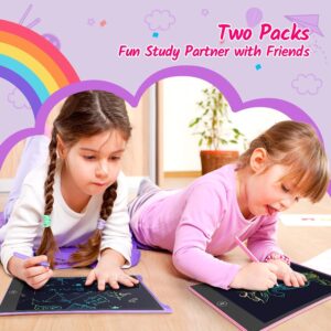 TECJOE 2 Pack 10 Inch LCD Writing Tablet, Colorful Doodle Board Electronic Drawing Pads, Kids Travel Games Learning Toys Christmas Birthday Gifts for 3 4 5 6 7 Year Old Boys Girls Toddlers