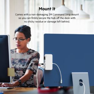 Belkin USB-C 6-in-1 Multiport Hub with Mount - USB Hub - USB C Docking Station with Micro SD Card Reader - Powered USB Hub - Compatible with MacBook, Chromebook, iMac, PC & Other USB-C Devices