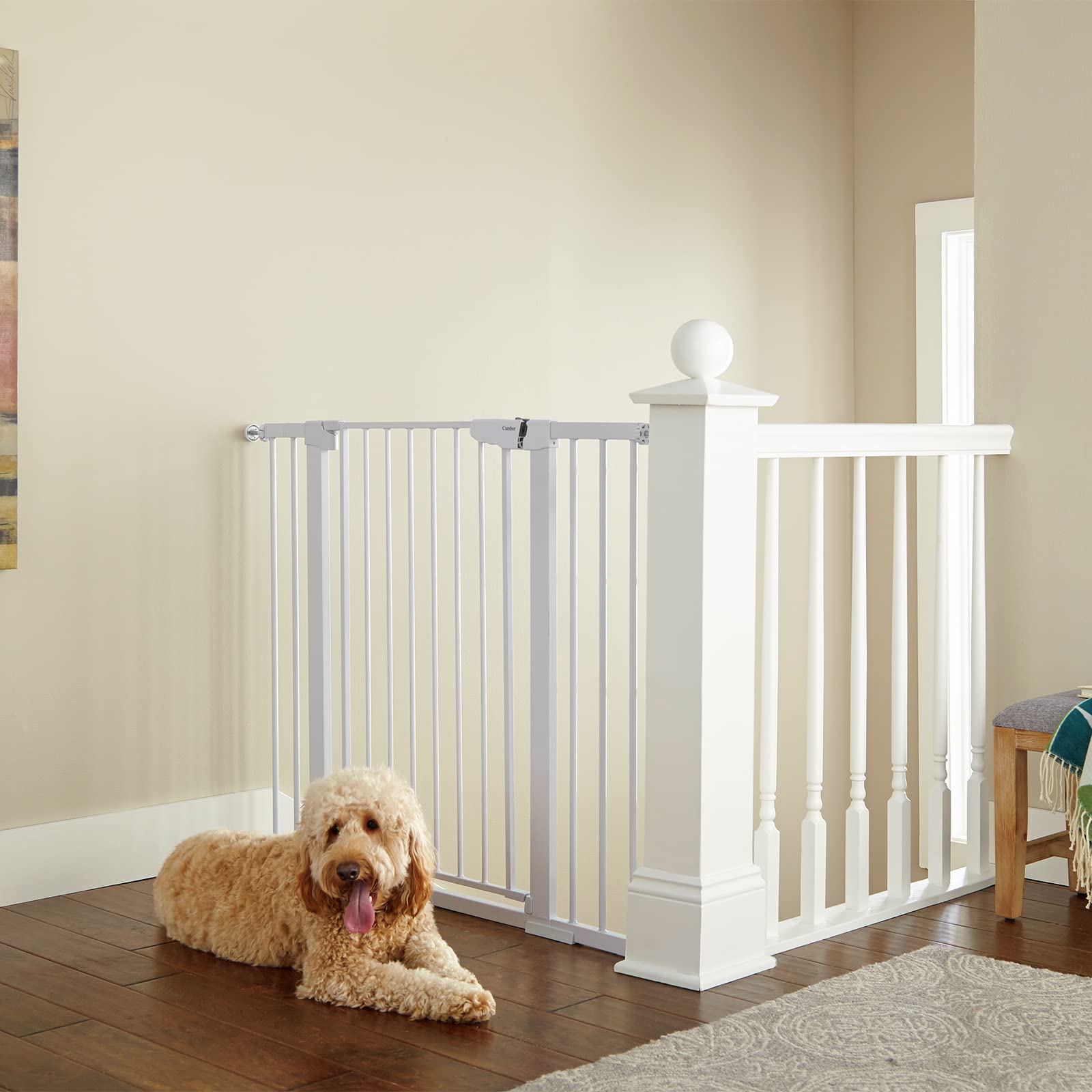 Cumbor 36" Extra Tall, 29.7"- 46" Width Baby Gate for Dogs and Kids & Cumbor 33" Tall, 0"-55" Width Retractable Baby Gate for House, Stairs, Doorways