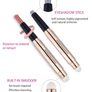 Enfuntins 3 Pcs Eyeshadow Stick, Cream Glitter Eyeshadow Pencil, Hypoallergenic Waterproof Long Lasting Eye Shadow Sticks with Soft Smudger, Smokey Eyeshadow Sets for Eye Makeup (#10#11#12)