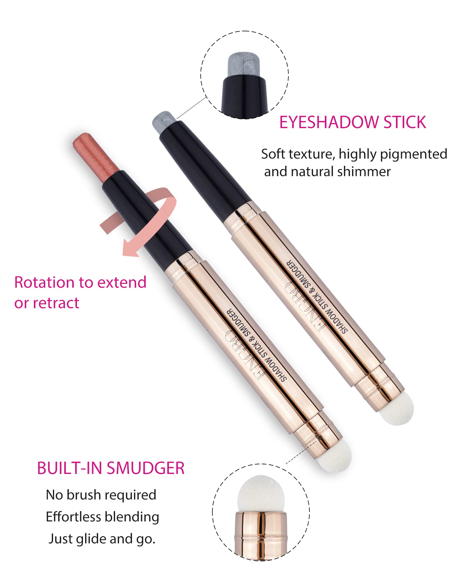 Enfuntins 3 Pcs Eyeshadow Stick, Cream Glitter Eyeshadow Pencil, Hypoallergenic Waterproof Long Lasting Eye Shadow Sticks with Soft Smudger, Smokey Eyeshadow Sets for Eye Makeup (#10#11#12)