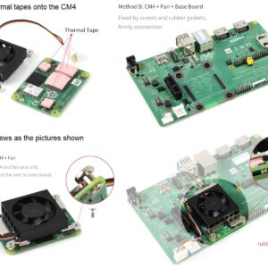 waveshare Dedicated All-in-One 3007 Cooling Fan for Raspberry Pi Compute Module 4 CM4, PWM Speed Adjustment,Low Noise, More Practical,with Thermal Tapes