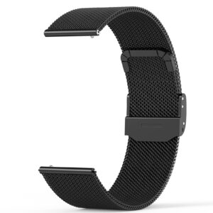 feelnever strap for smart watch for men women, black, 20mm