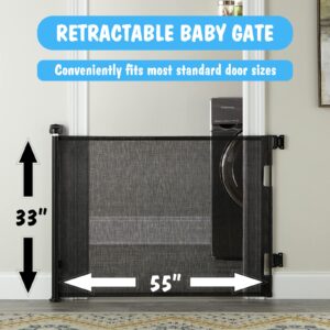 Cumbor 36" Extra Tall, 29.7"- 46" Width Baby Gate for Dogs and Kids & Cumbor 33" Tall, 0"-55" Width Retractable Baby Gate for House, Stairs, Doorways