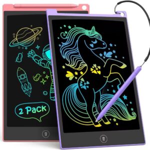 TECJOE 2 Pack 10 Inch LCD Writing Tablet, Colorful Doodle Board Electronic Drawing Pads, Kids Travel Games Learning Toys Christmas Birthday Gifts for 3 4 5 6 7 Year Old Boys Girls Toddlers