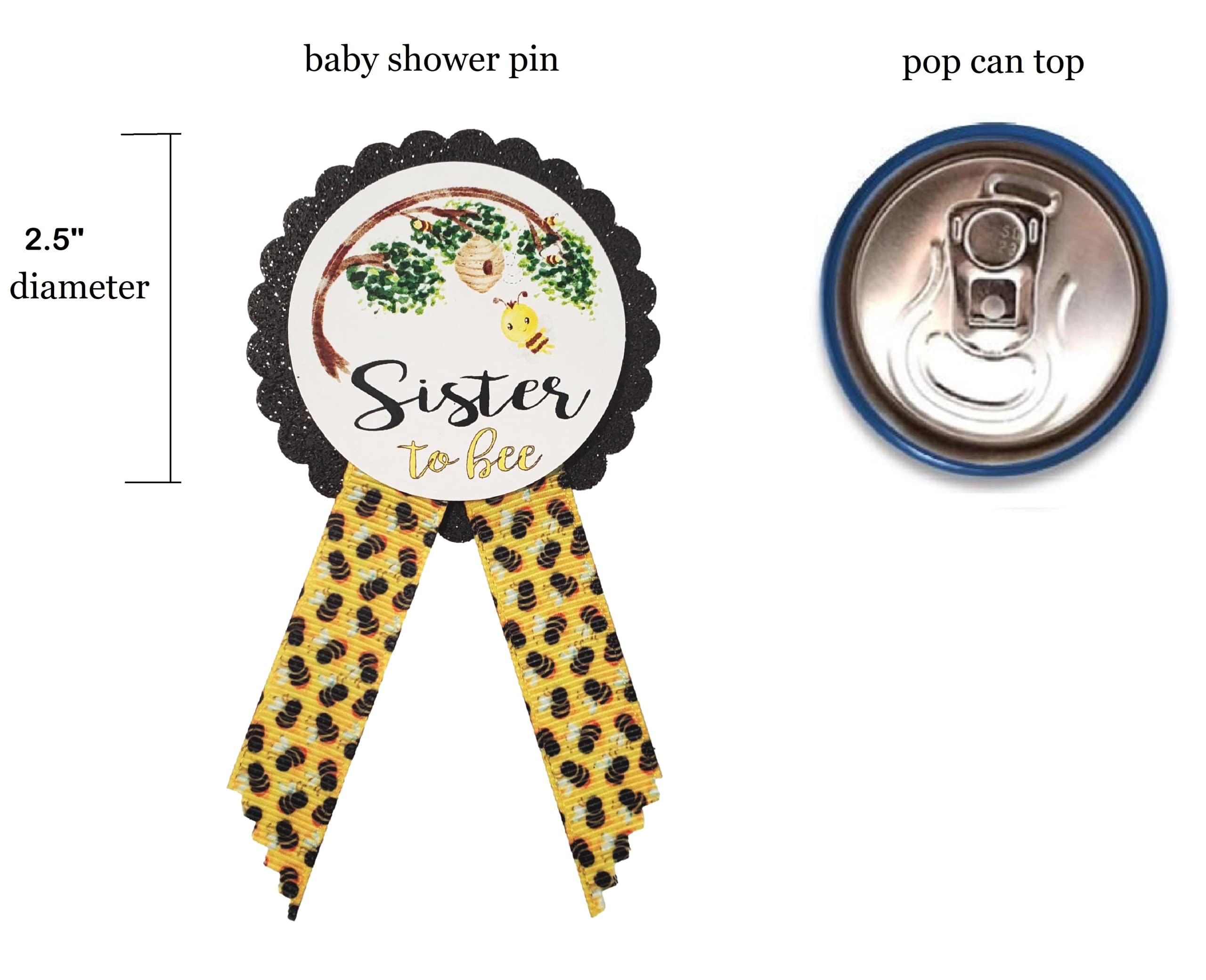 Sister to be Bumblebee Honey Bee Baby Shower Pins for Family Honeycomb by Amy's Bubbling Boutique (Sister)