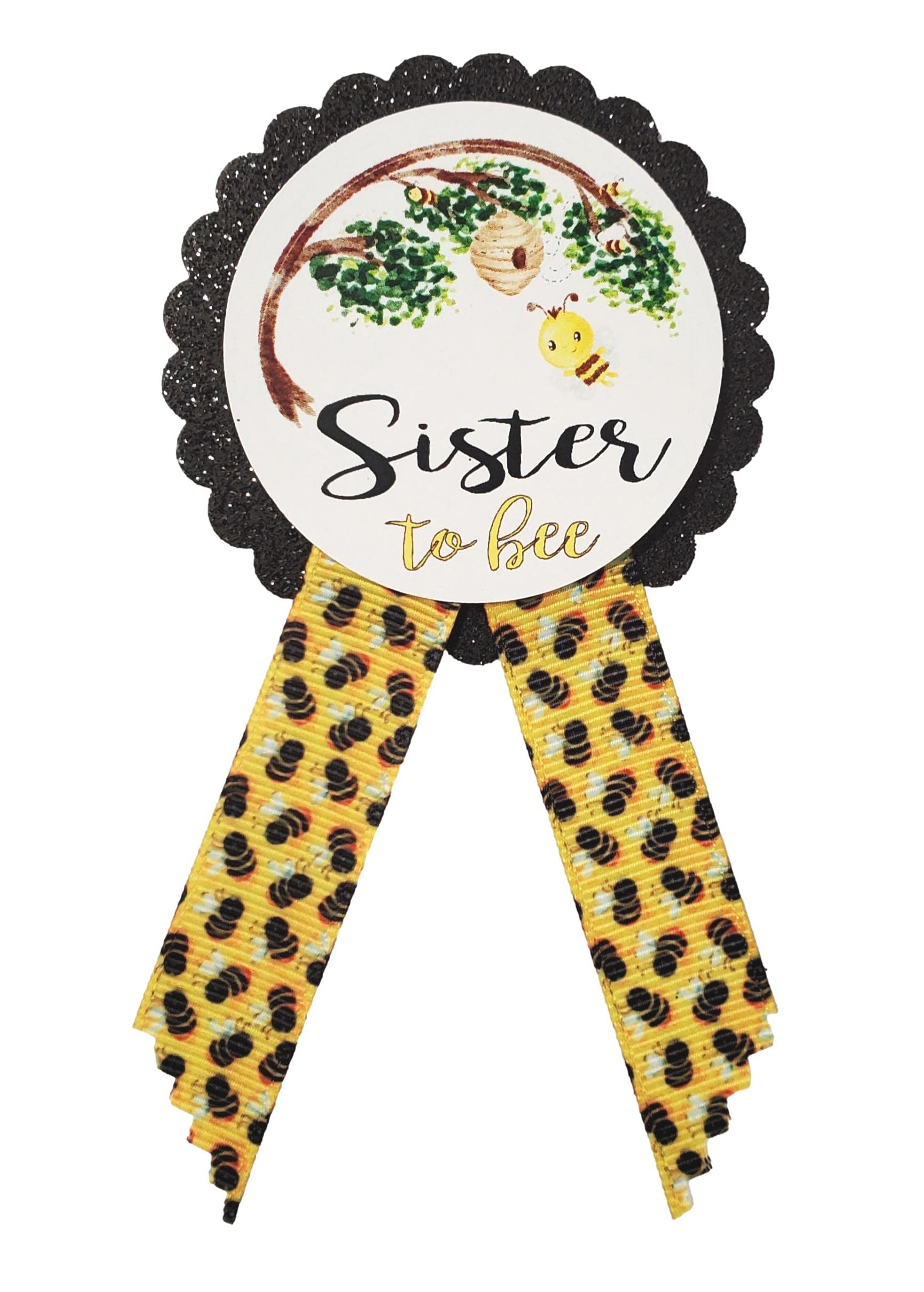 Sister to be Bumblebee Honey Bee Baby Shower Pins for Family Honeycomb by Amy's Bubbling Boutique (Sister)