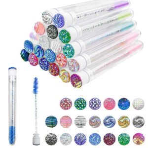 20 pieces disposable mascara wands tubes set diamond eyelash brush lash wand tube brushes eyelash spoolies with empty tube makeup tool eyelash extension eyebrow applicator supplies (mixed color)