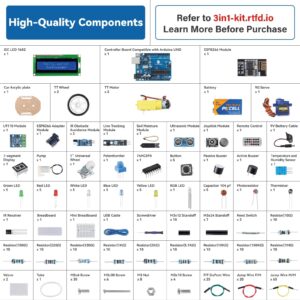 SunFounder Ultimate Starter Kit Compatible with Arduino UNO IDE Scratch, 3 in 1 IoT/Smart Car/Basic Kit with Online Tutorials, Video Courses, 192 Items, 87 Projects, Suitable for Age 8+ Beginners