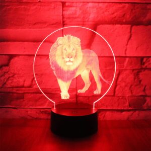 hguangs table lamp birthday gifts night light for kids 7 colors changing touch control home decoration (lion shape)