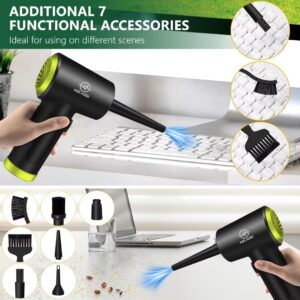 Compressed Air Duster, 3 Speeds Cordless Electric Air Duster with LED Light for Computer Keyboard Cleaning, Enhanced 100000 RPM Air Blower, 6000mAh Rechargeable Battery, New Generation Canned Airs