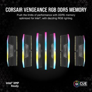 CORSAIR VENGEANCE RGB DDR5 RAM 32GB (2x16GB) 6000MHz CL36 Intel XMP iCUE Compatible Computer Memory - Black (CMH32GX5M2D6000C36)