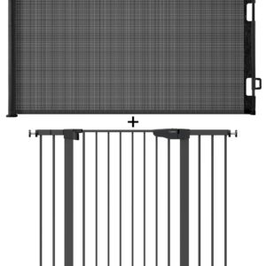 Cumbor 36" Extra Tall, 29.7"- 46" Width Baby Gate for Dogs and Kids & Cumbor 33" Tall, 0"-55" Width Retractable Baby Gate for House, Stairs, Doorways