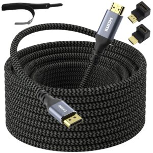 4k displayport to hdmi cable 25ft, 4k@60hz hdr, high speed active display port to hdmi cable uhd converter, uni-directional braided cord, support 4k@60hz 2k@120hz 1080p for hdtv, monitor, projector