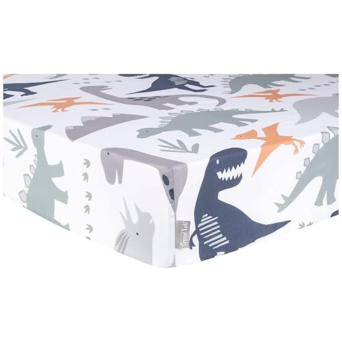 Trend Lab Prehistoric Dinos 3 Piece Crib Bedding Set, Can Be Used As A Blanket Or A Playmat for Tummy Time, Includes Quilt, Fitted Crib Sheet and Skirt