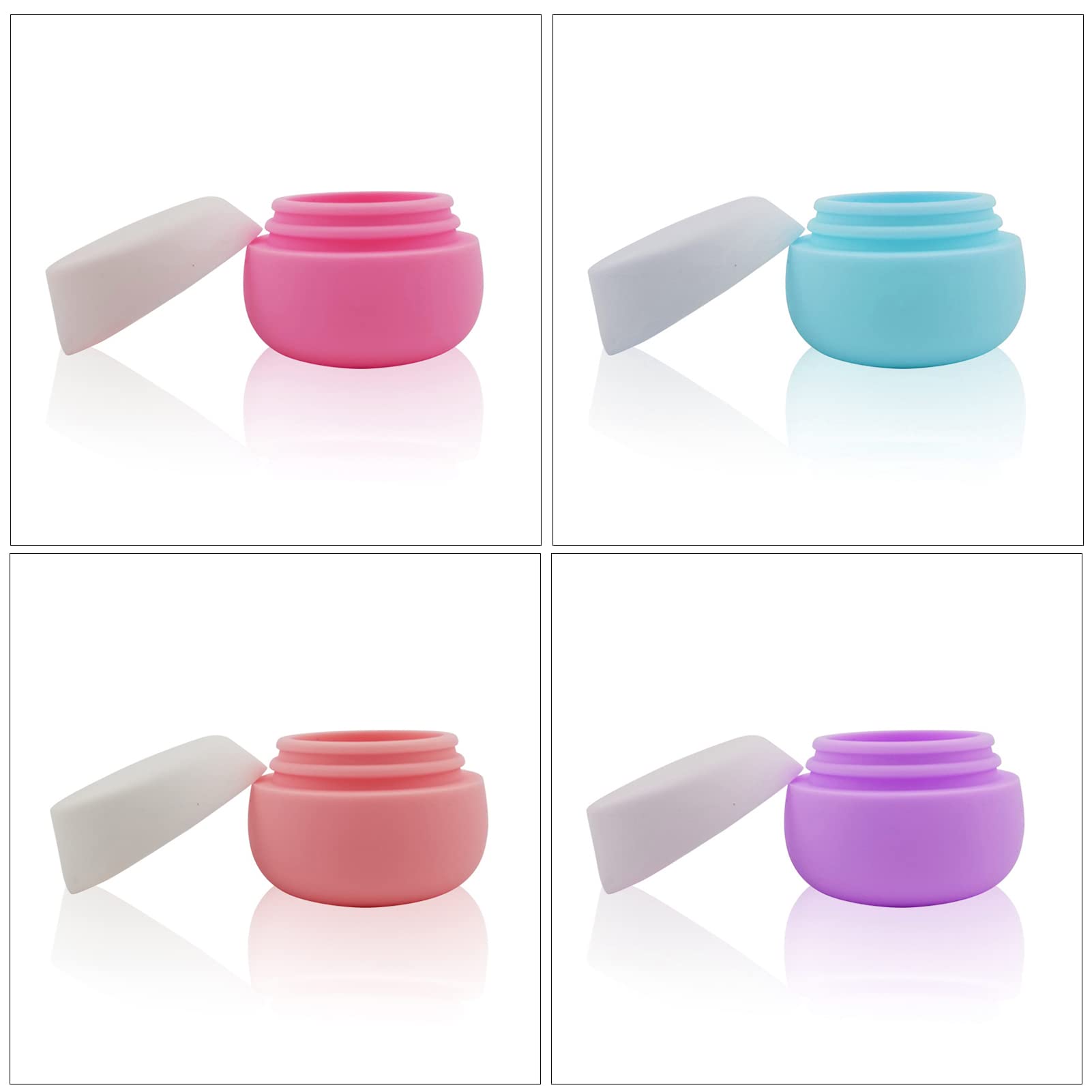 Portable Travel Toiletries Container,Colorful Silicone Cream Jar,TSA Approved Travel Container Leak Proof Travel Accessories with Lid for Makeup Face Body Hand Cream (4 pcs)