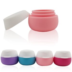 Portable Travel Toiletries Container,Colorful Silicone Cream Jar,TSA Approved Travel Container Leak Proof Travel Accessories with Lid for Makeup Face Body Hand Cream (4 pcs)