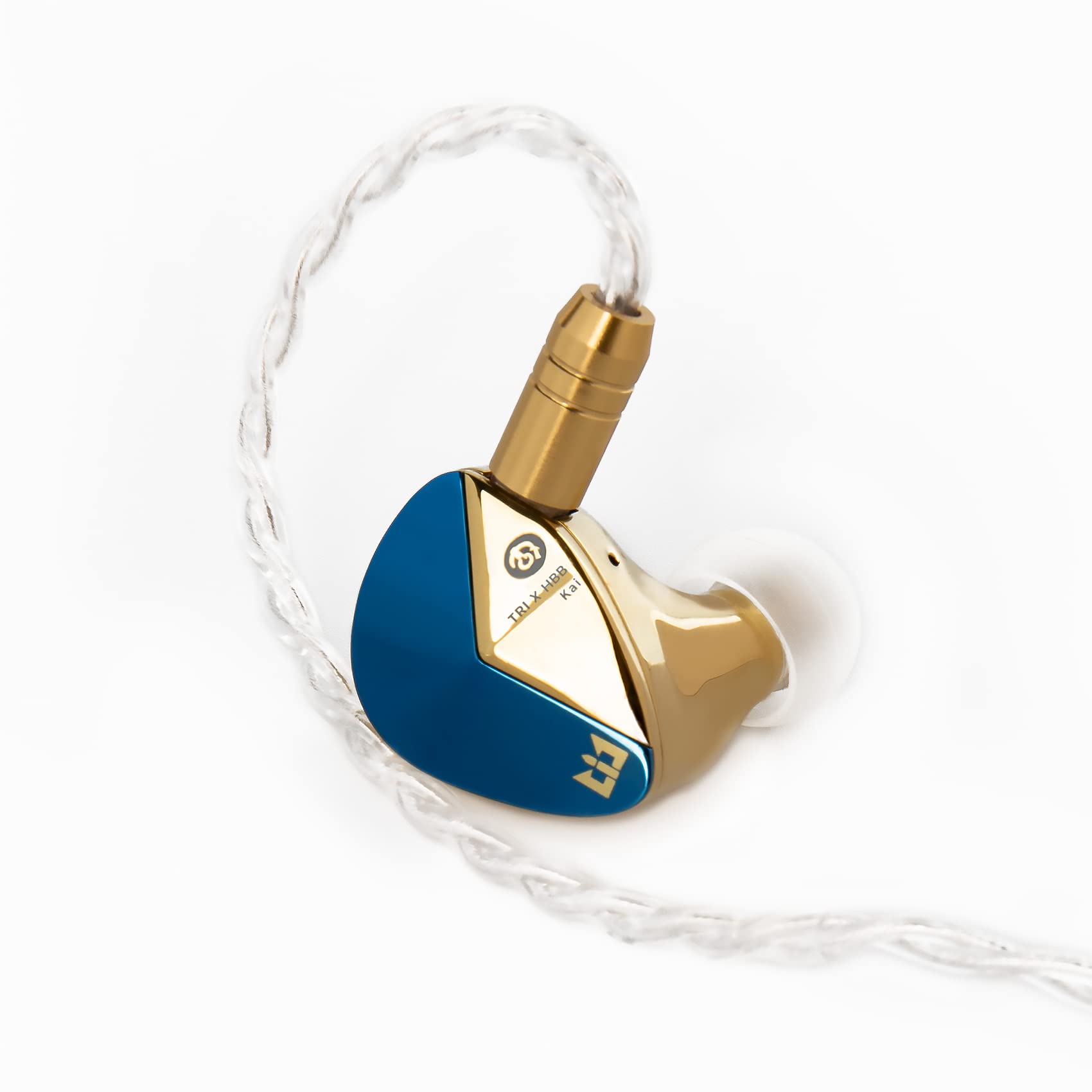 TRI X HBB Kai 3rd Generation DLC Diaphragm Driver TRI Kai in-Ear Headphone IEM, Five-axis CNC Process in-Ear Monitor Earbuds with 4-Core OFC Silver-Plated Cable for Audiophile (Gold Blue, No Mic)……